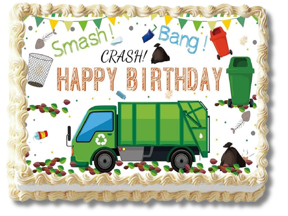Trash Truck Themed Edible Image Birthday Party Edible Cake Topper ... Trash Truck Themed Edible Image Birthday Party Edible Cake Topper ...