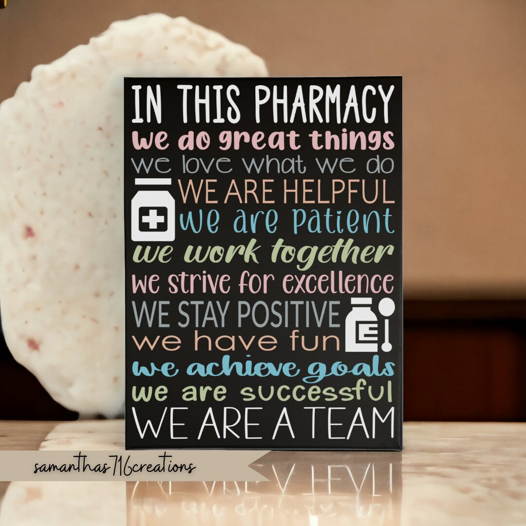 In This Pharmacy We Are A Team Painted Canvas Sign | MakerPlace by Michaels