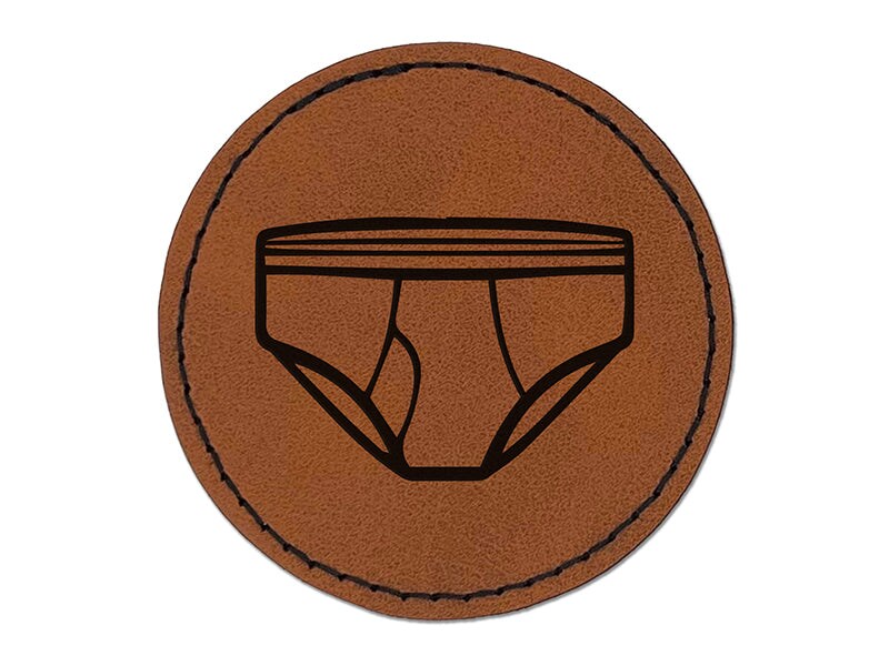 Briefs Men Underwear Round Iron-On Engraved Faux Leather Patch Applique ...