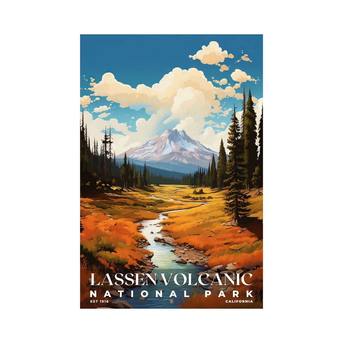 Lassen Volcanic National Park Poster, Travel Art, Office Poster, Home ...