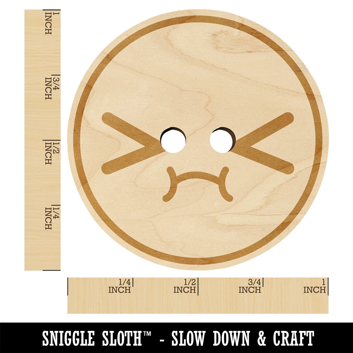 Kawaii Cute Embarrassed Scrunched Face Wood Buttons for Sewing Knitting ...
