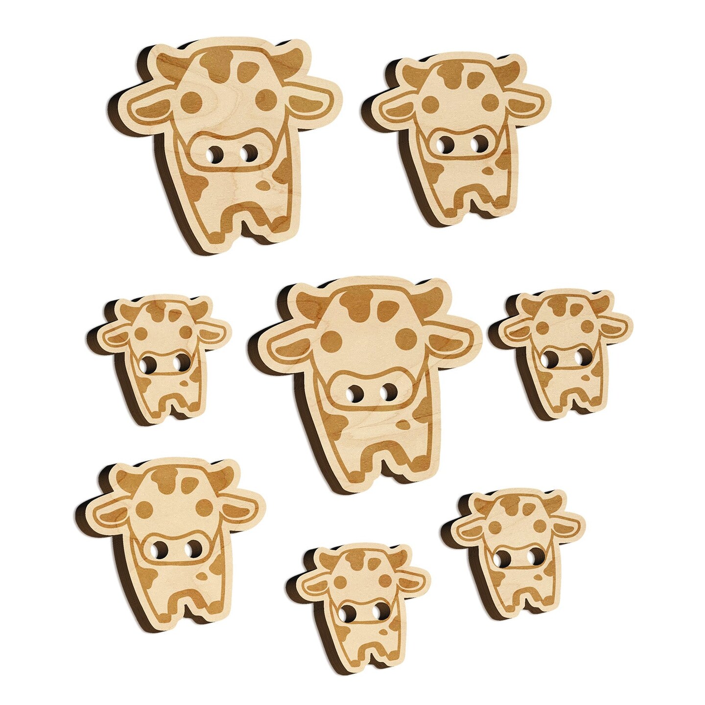 Cute Chibi Spotted Cow Wood Buttons for Sewing Knitting Crochet DIY ...