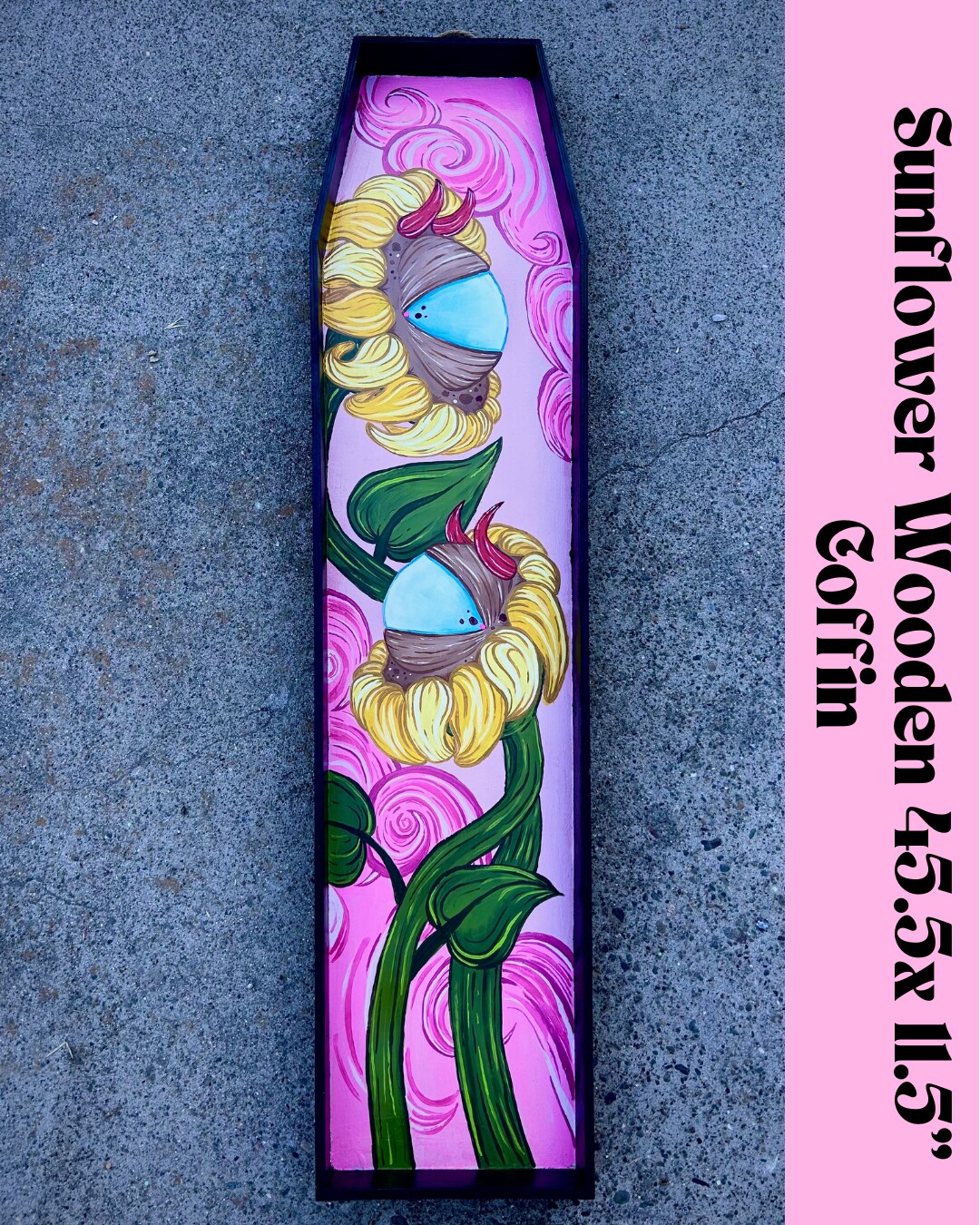 Sunflower Wooden Wall Coffin | Flower Art | Mystical Art | MakerPlace ...