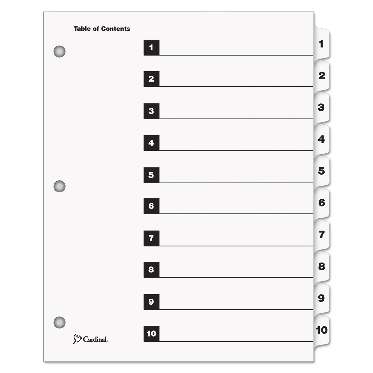 Cardinal QuickStep OneStep Printable Table of Contents and Dividers, 10 ...