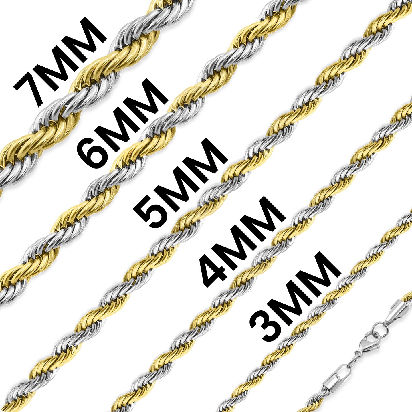 Stainless Steel And 18K Gold PVD Coated Rope Chain Necklace | Michaels