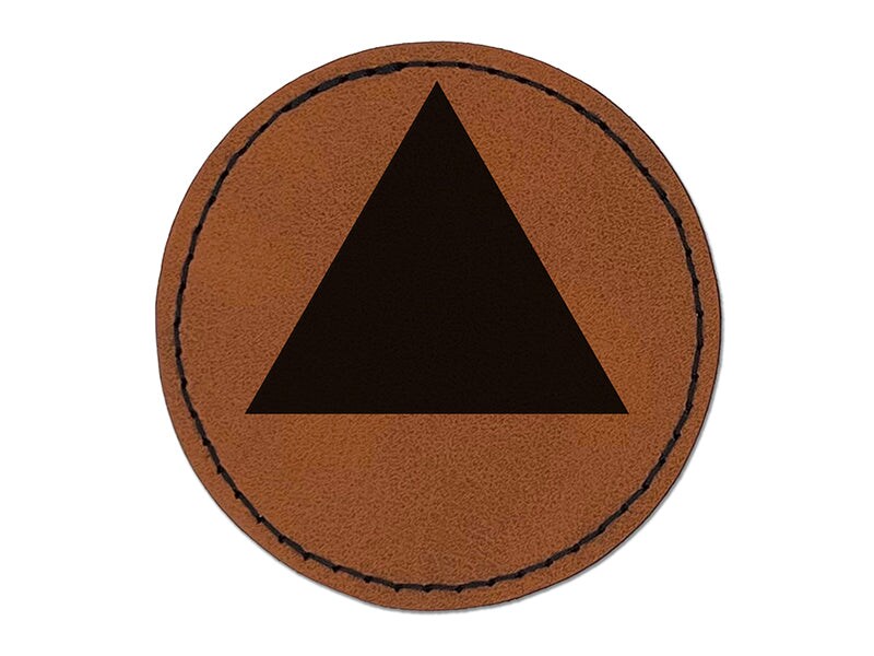 Triangle Solid Round Iron-On Engraved Faux Leather Patch Applique - 2.5 ...