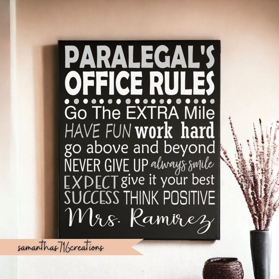 Personalized Paralegal Office Decor, Painted Canvas, Office Signs For ...