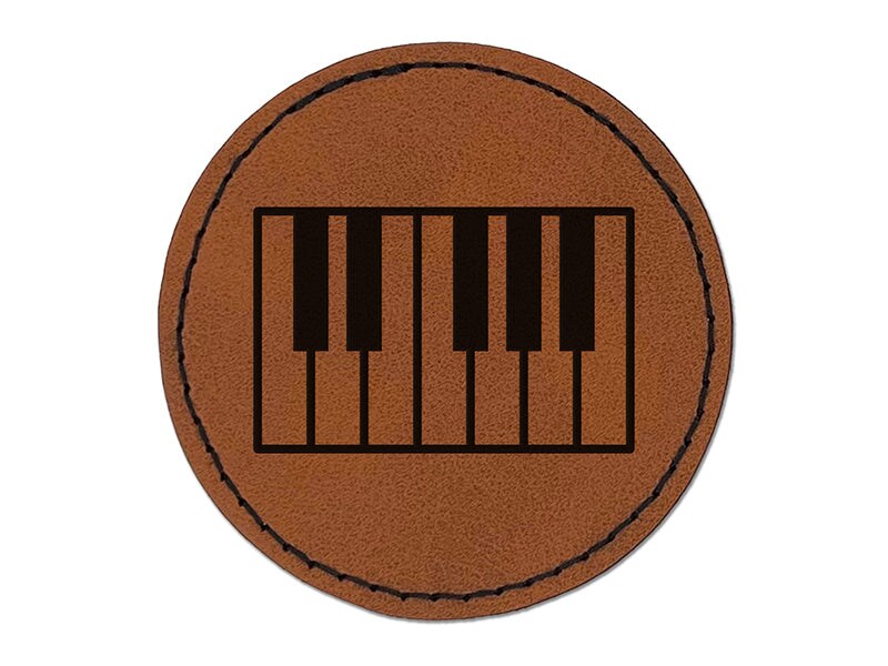 Piano Keys Octave Round Iron-On Engraved Faux Leather Patch Applique ...