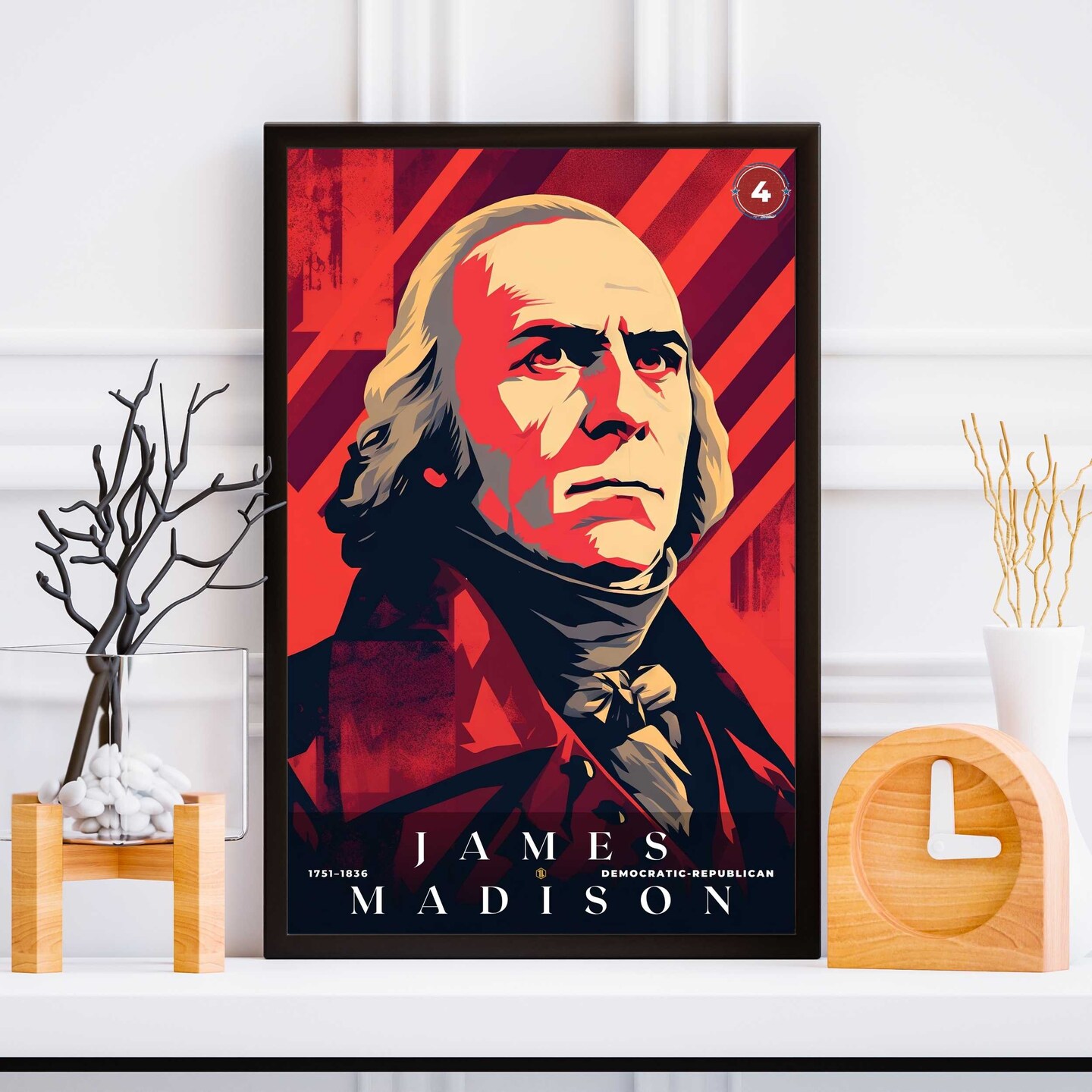 James Madison Poster, US President Print, Office Poster, Home Decor ...