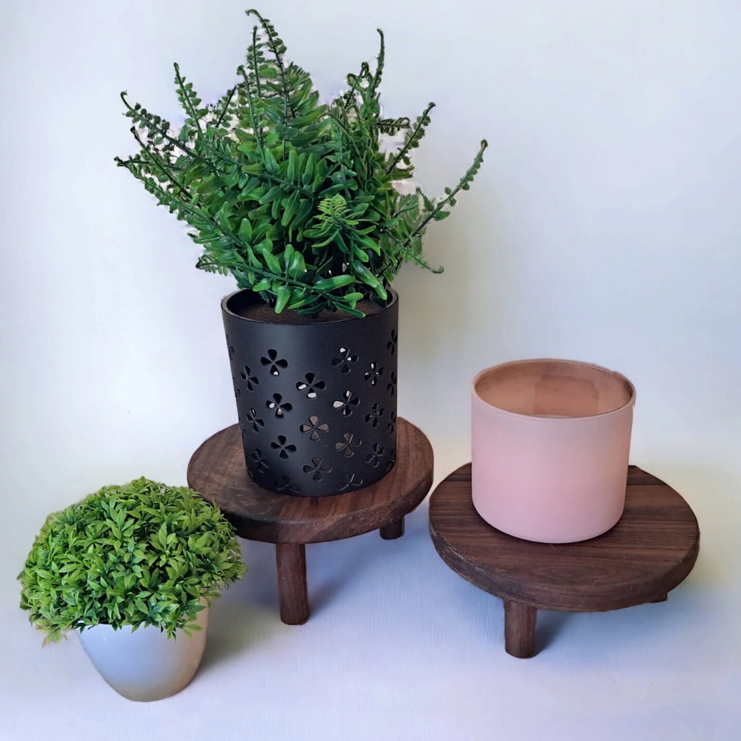 Walnut Decor and Plant Riser | Decor or Plant Stand | Round Decor Riser ...