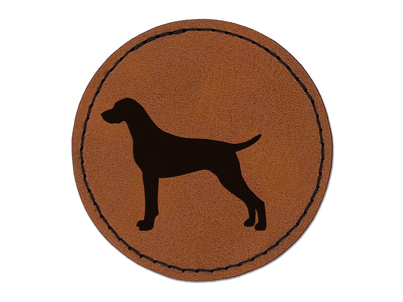 German Shorthaired Pointer Dog Solid Round Iron-On Engraved Faux ...