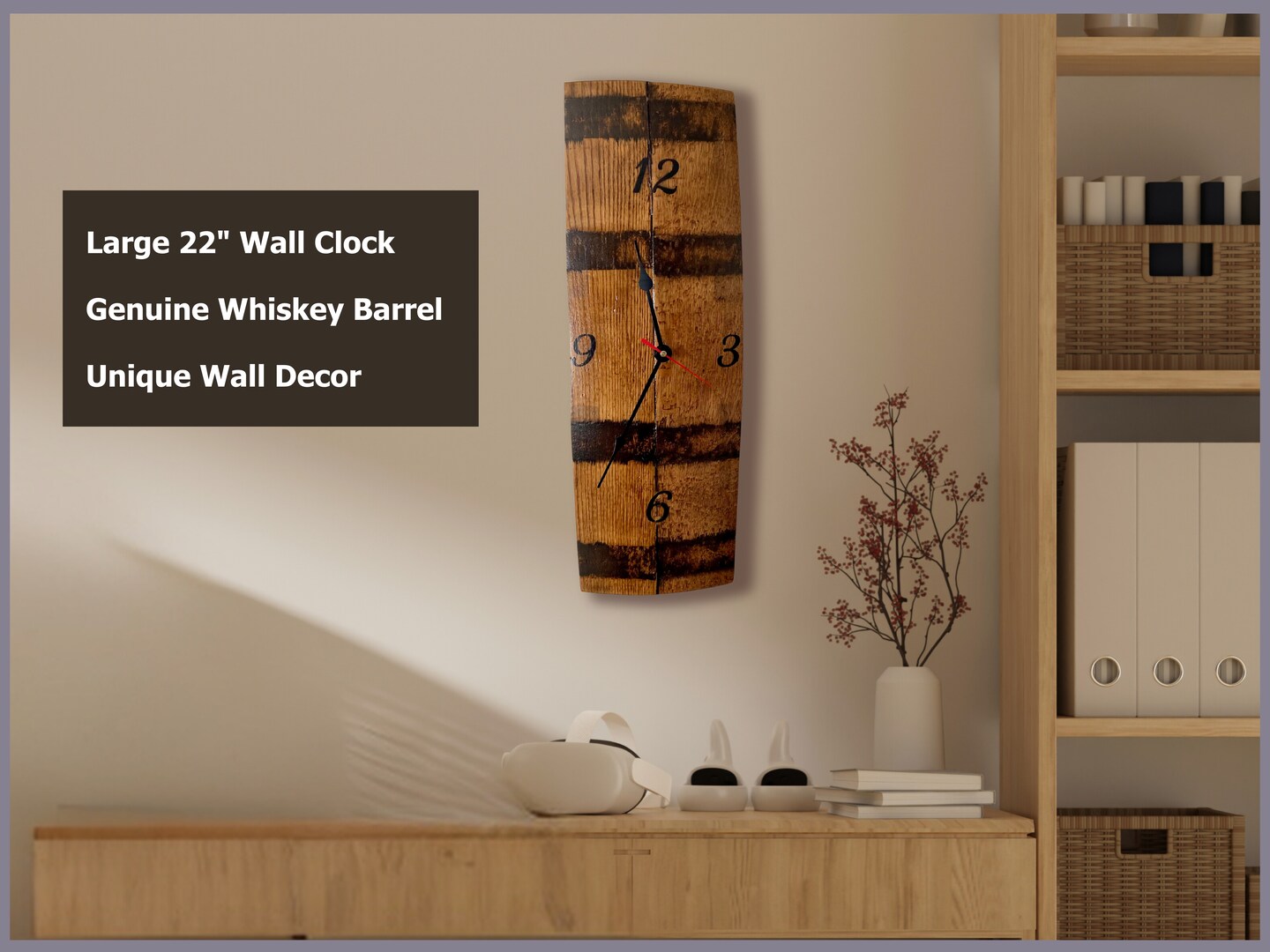 Bourbon barrel wall clock repurposed from whiskey barrel staves, rustic ...