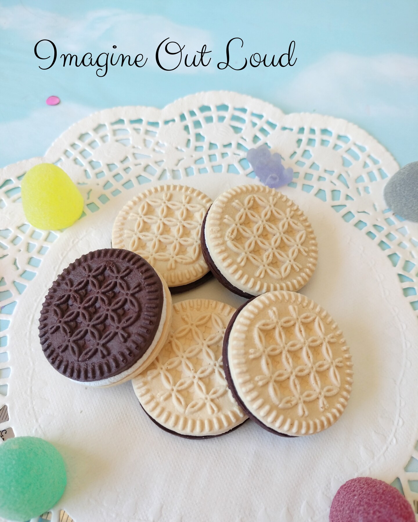 Fake Cookies Faux Sandwich Chocolate and Vanilla Cream Filled Cookie ...