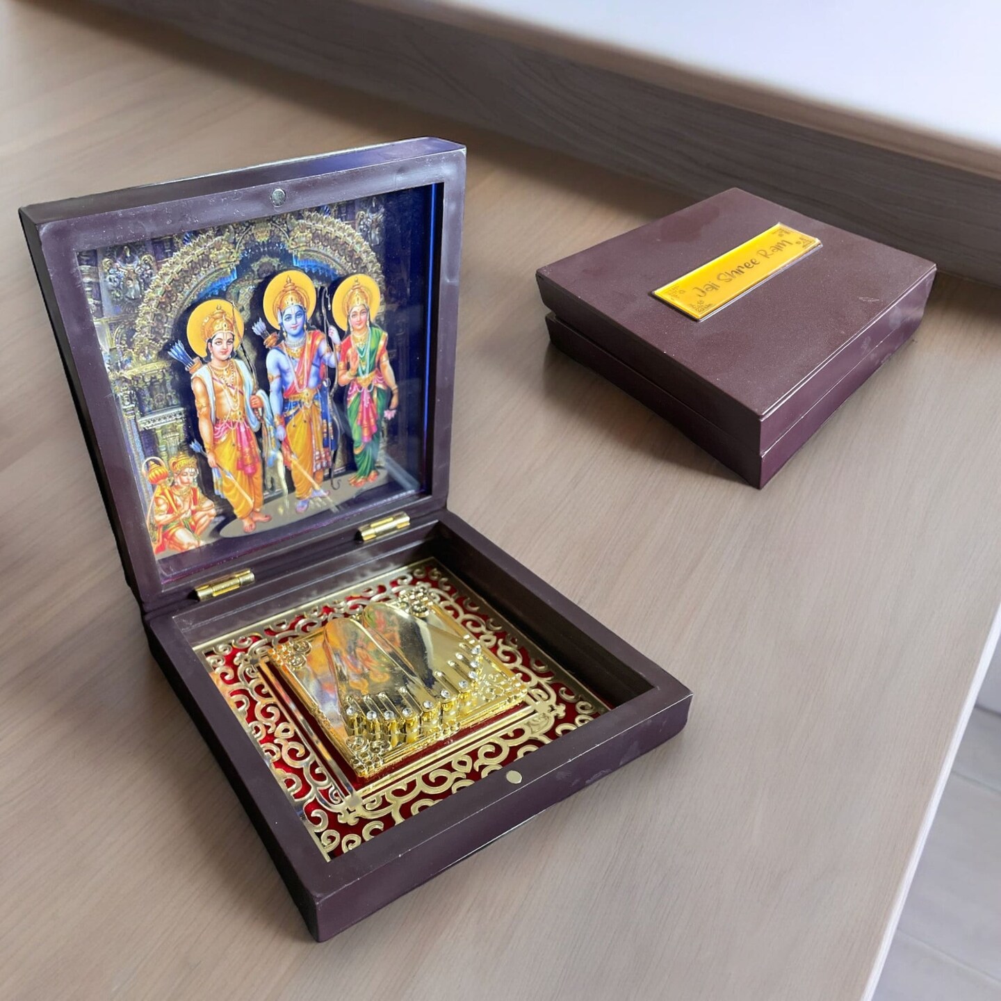 Gold Plated Lord Ram Darbar Frame Decorative Photo Frame & Charan ...