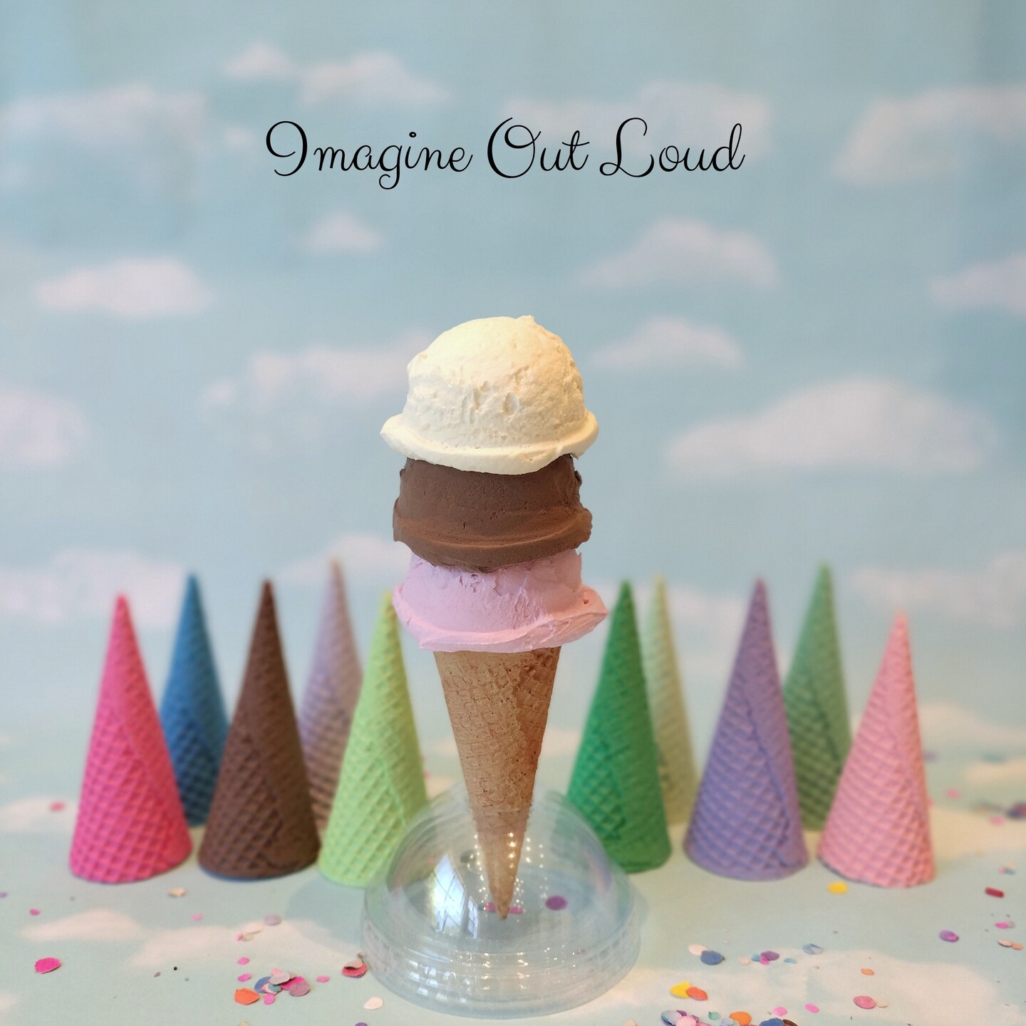 Fake Ice Cream CONE and COLOR CHOICE Triple Strawberry Vanilla ...
