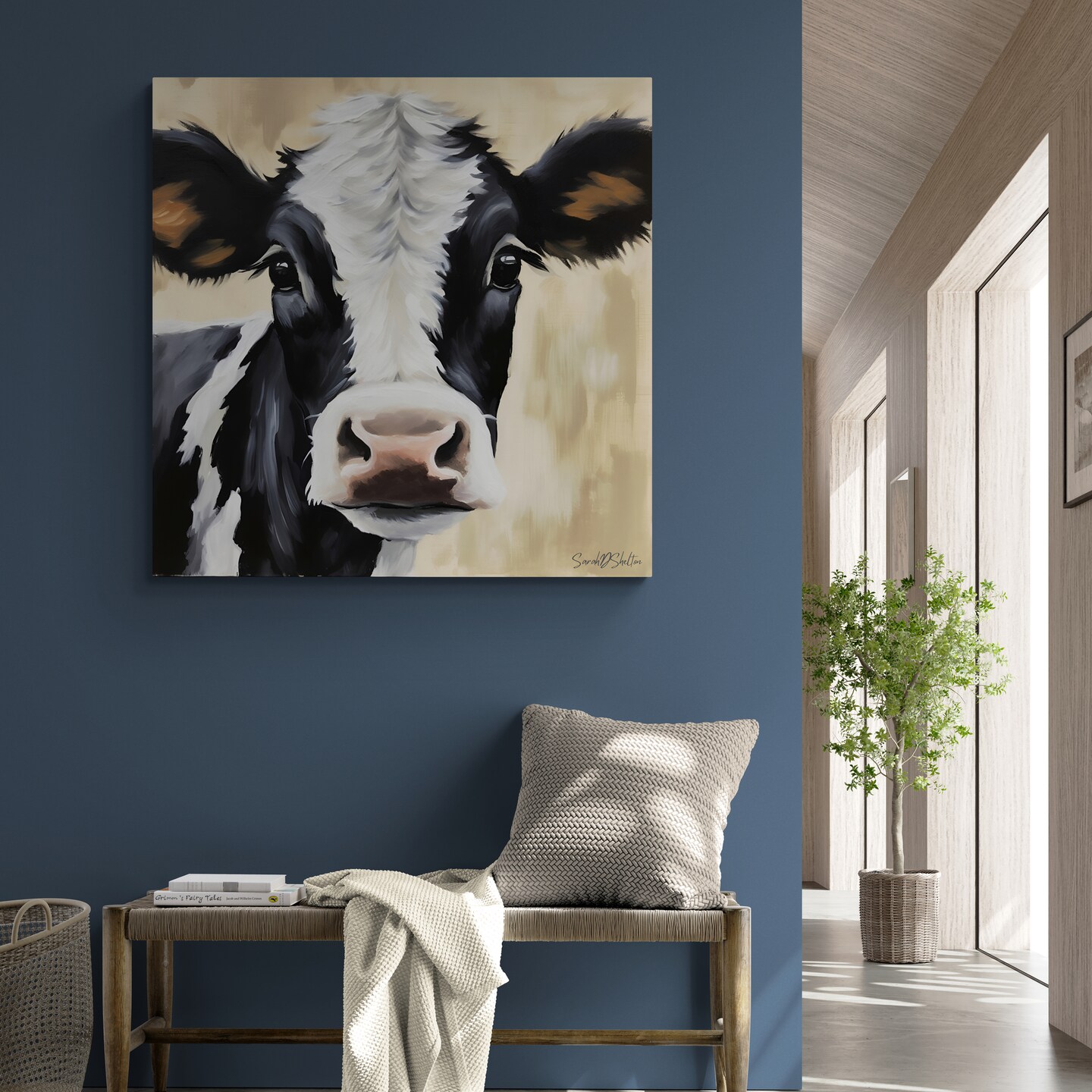 Hand painted Cow Print on Premium Canvas Farmhouse Wall Decor Gift for ...