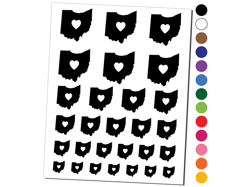 Ohio State with Heart Temporary Tattoo Water Resistant Fake Body Art ...