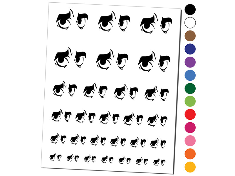 Worried Cartoon Eyes Looking to the Side Temporary Tattoo Water ...