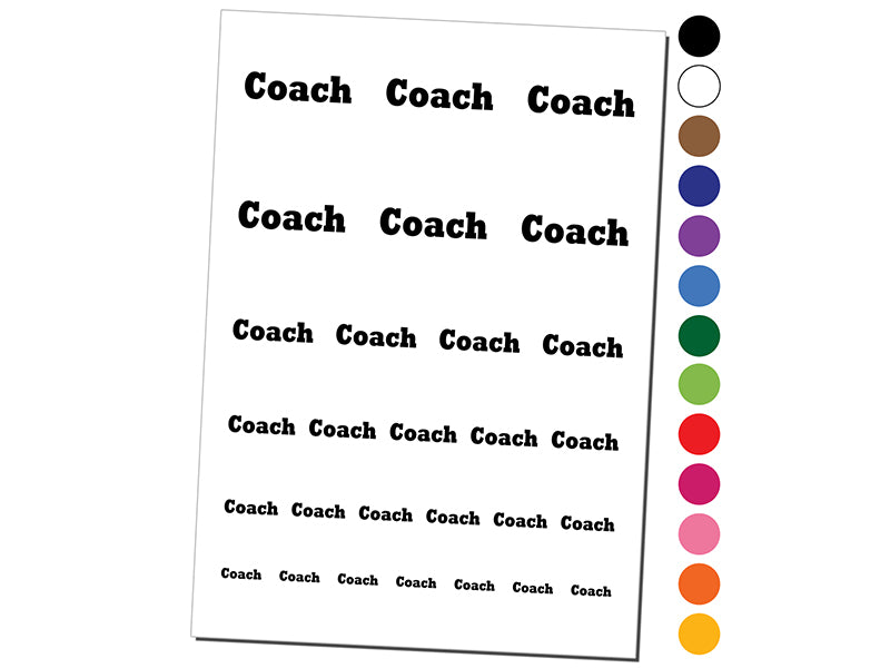 Coach Fun Text Temporary Tattoo Water Resistant Fake Body Art Set ...