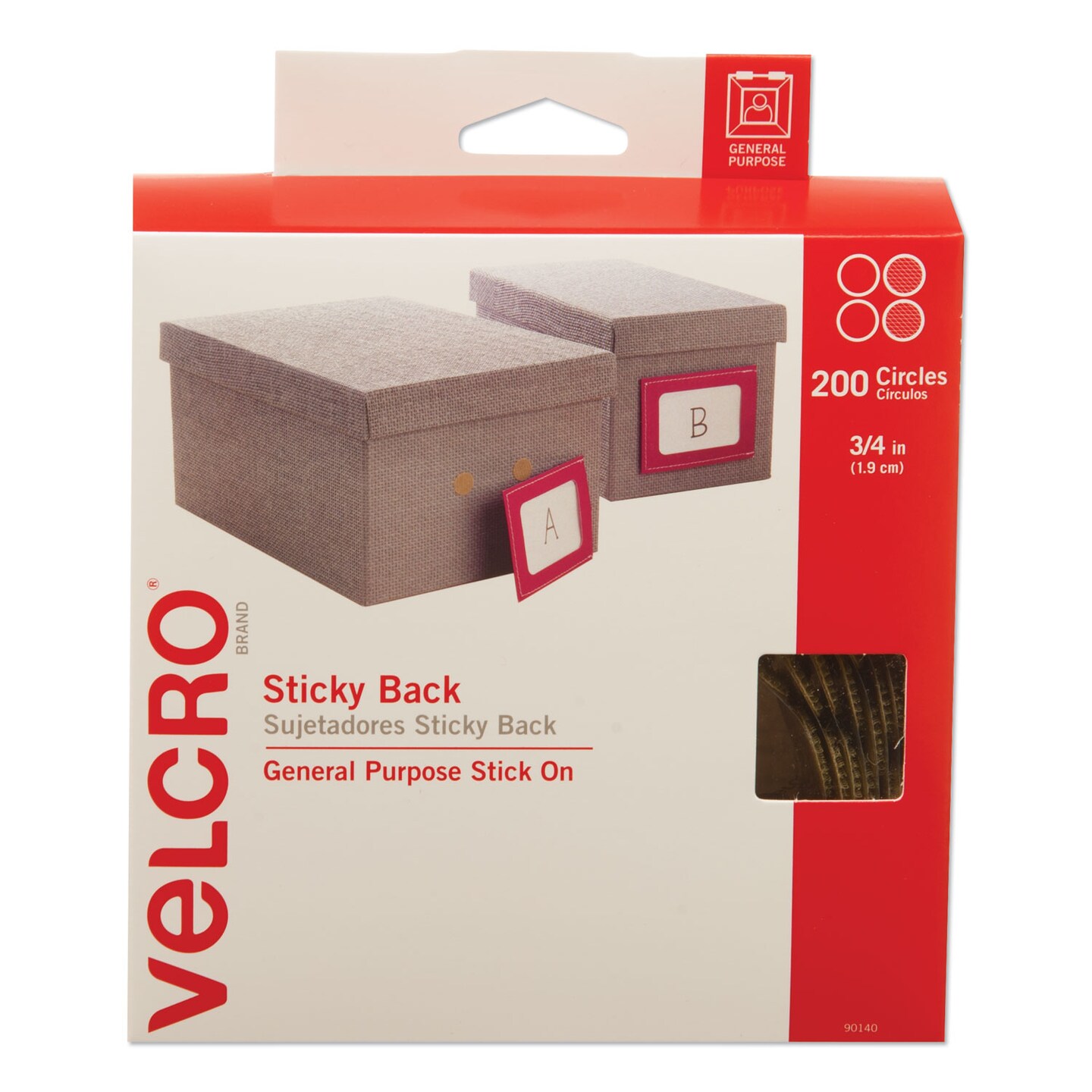 Velcro Sticky-Back Fasteners with Dispenser Box Removable Adhesive 0.75 ...