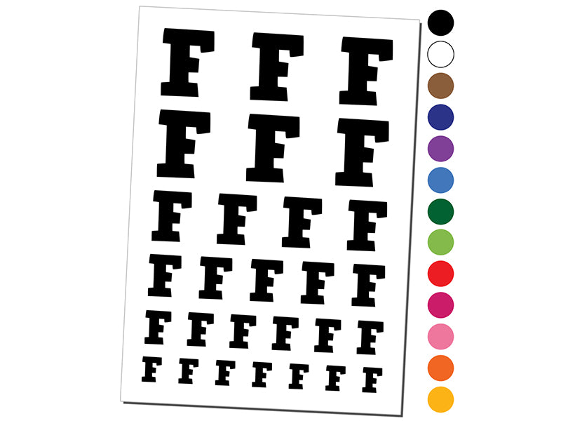 Letter F Uppercase Fun Bold Font Temporary Tattoo Water Resistant Fake ...