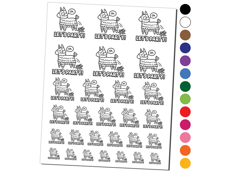 Let's Party Pinata Funny Temporary Tattoo Water Resistant Fake Body Art ...
