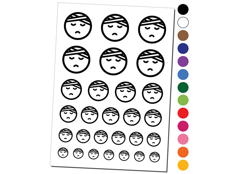 Sick Ill Face Hospital Bandage Emoticon Temporary Tattoo Water ...