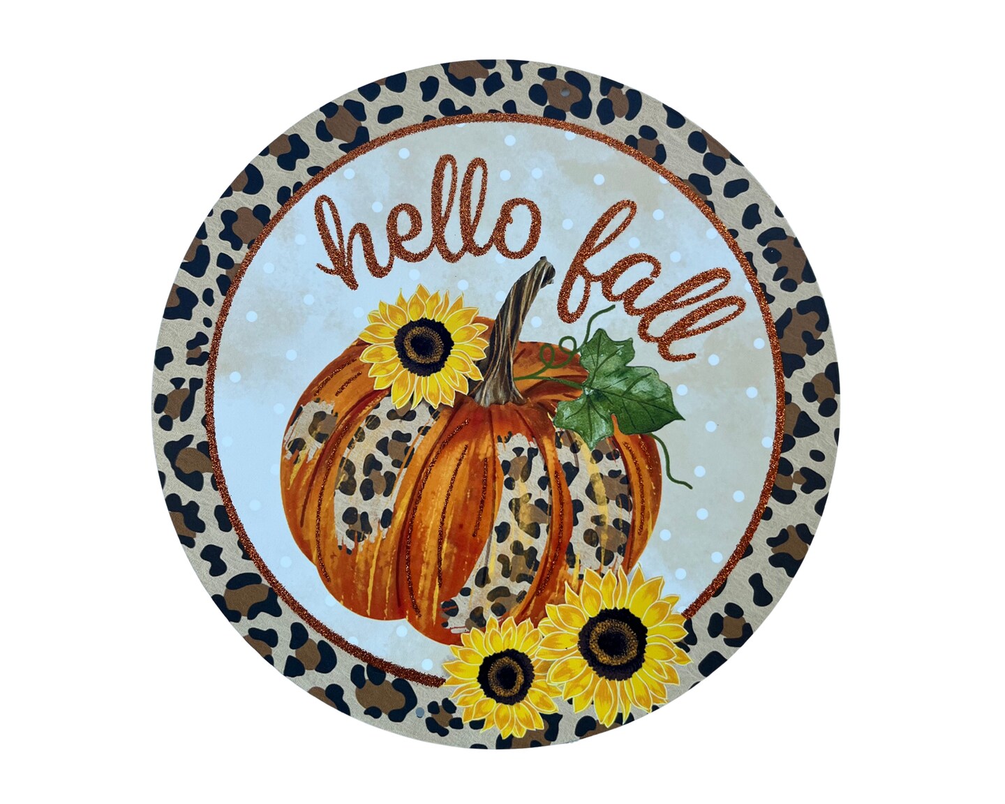 Hello Fall W/Pumpkins and Sunflowers Sign - Tan/Brown/Orange/Copper, 12 ...