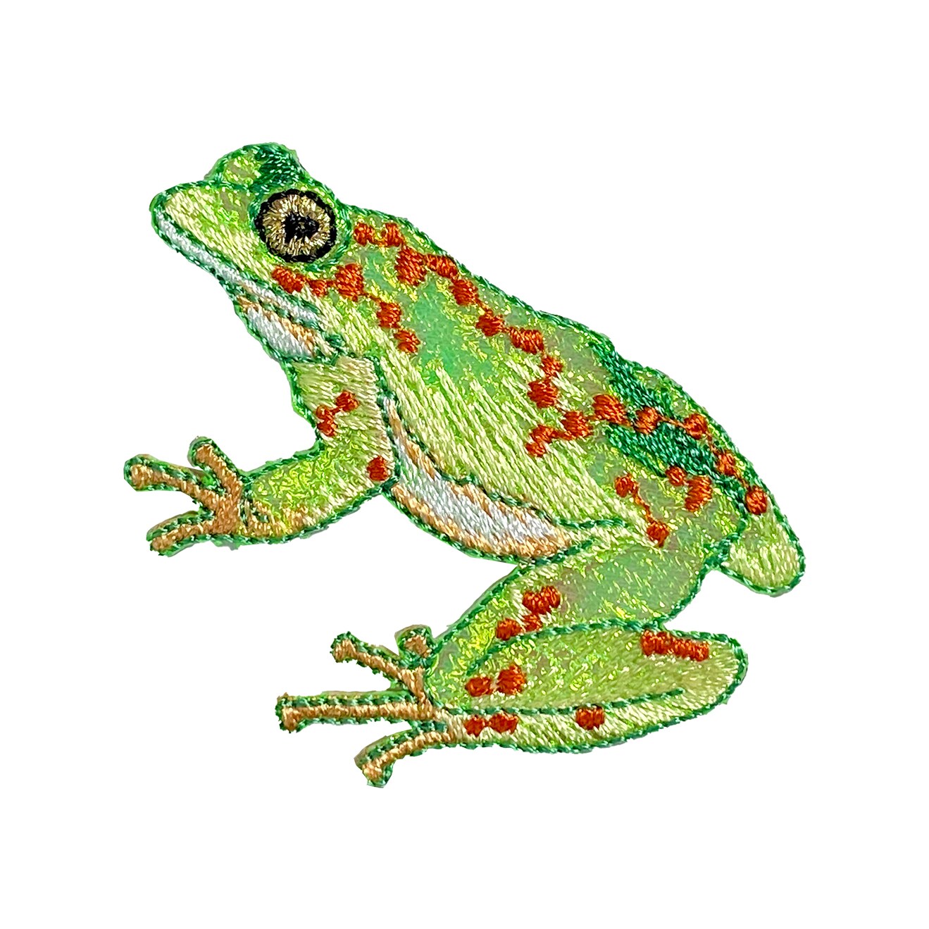 Green Shimmery Frog, Facing Left, Embroidered, Iron on Patch | Michaels