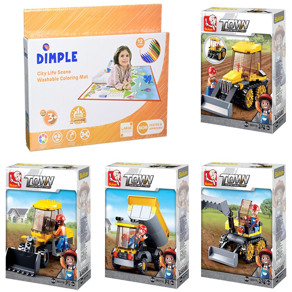 SlubanKids Tractor Excavator Bulldozer Building Blocks Building Toy Set ...