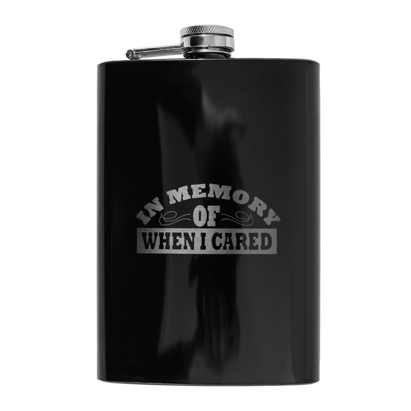 8oz BLACK In Memory of When I Cared Flask | Michaels