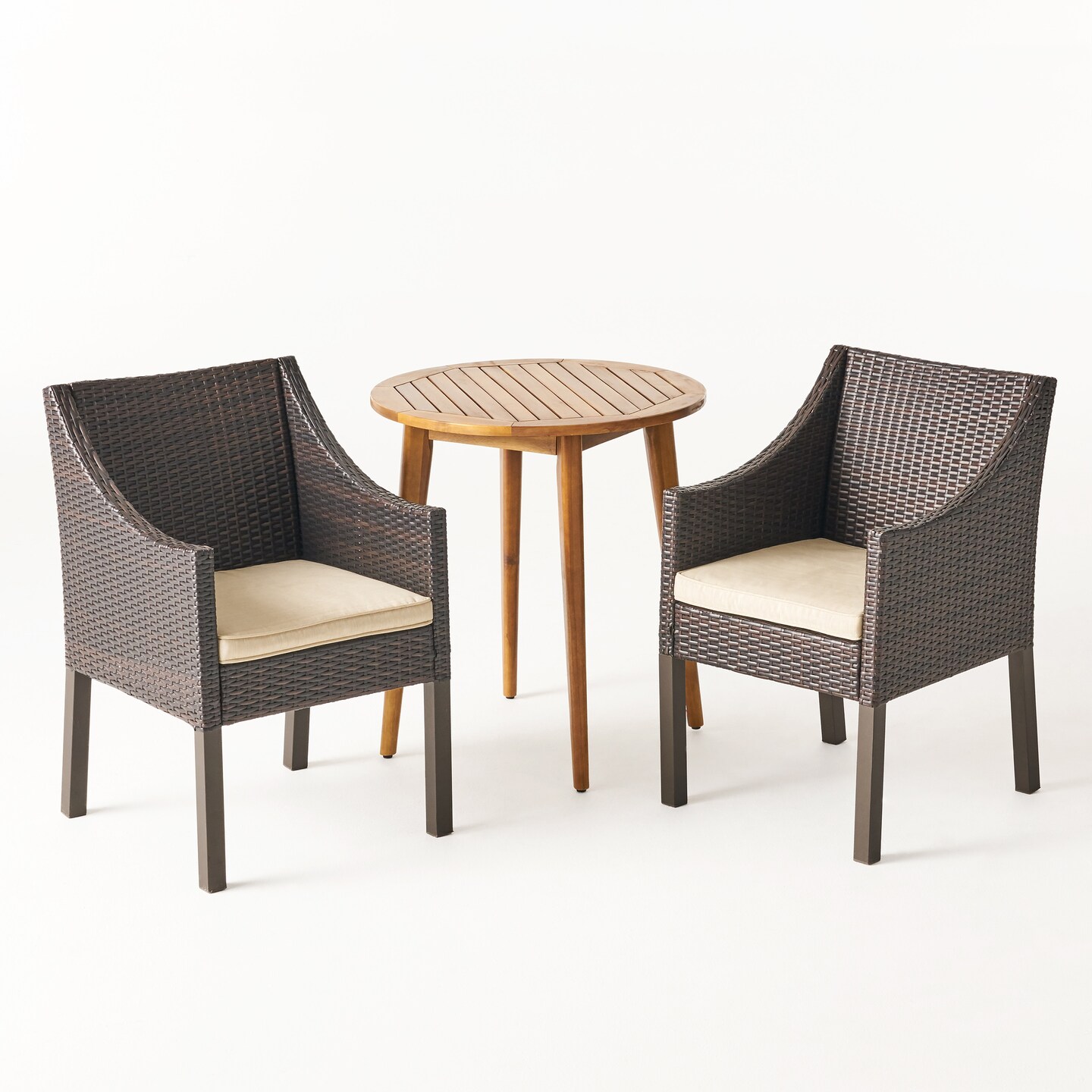 Contemporary Home Living 3pc Brown Traditional Outdoor Patio Bistro Set ...