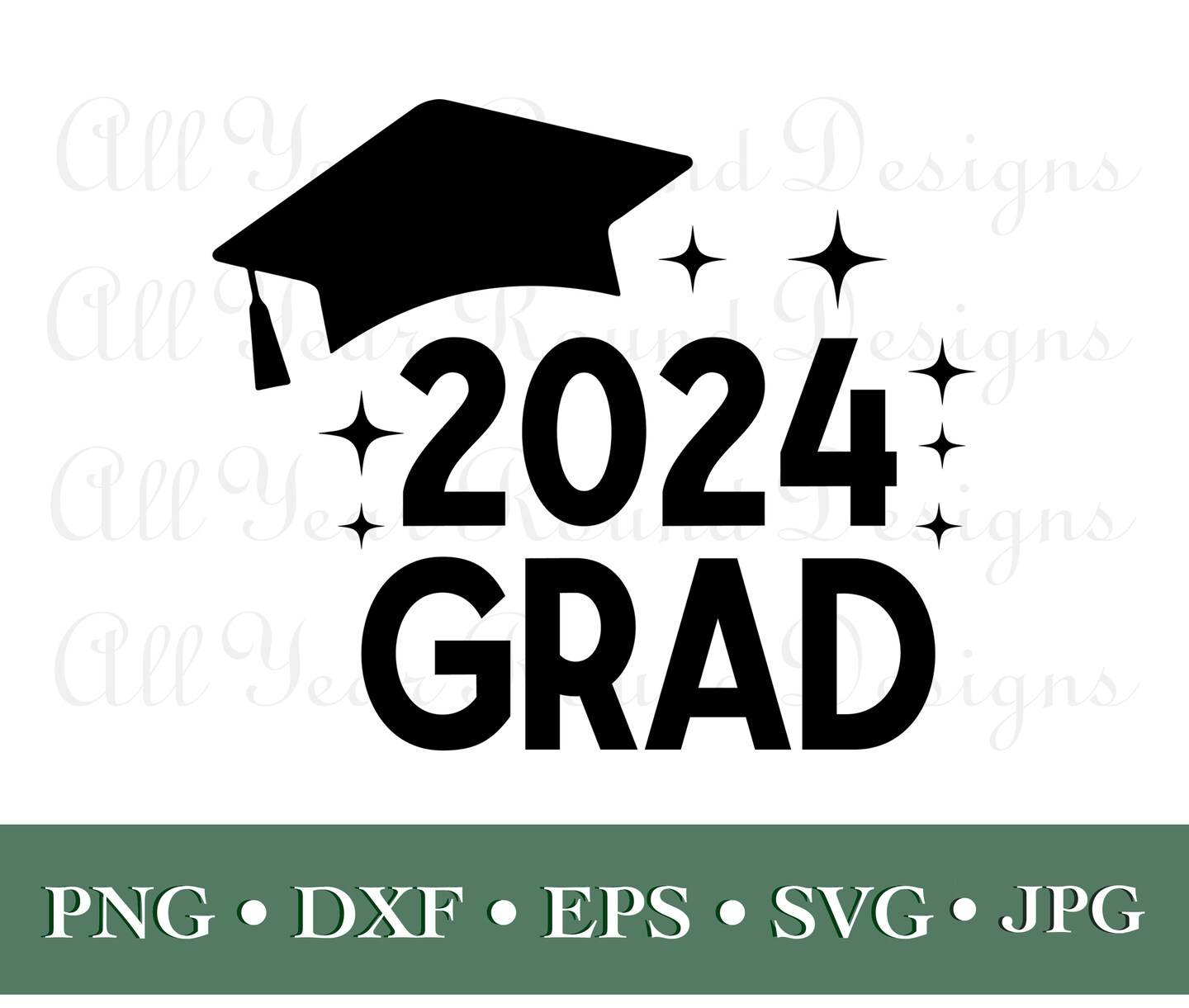 Graduation Decor SVG PNG DXF EPS JPG File Bundle Digital Download, 2024 ...