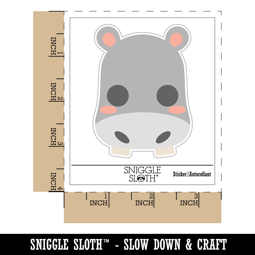 Kawaii Chibi Hippopotamus Face Blushing Cheeks Waterproof Vinyl Phone ...