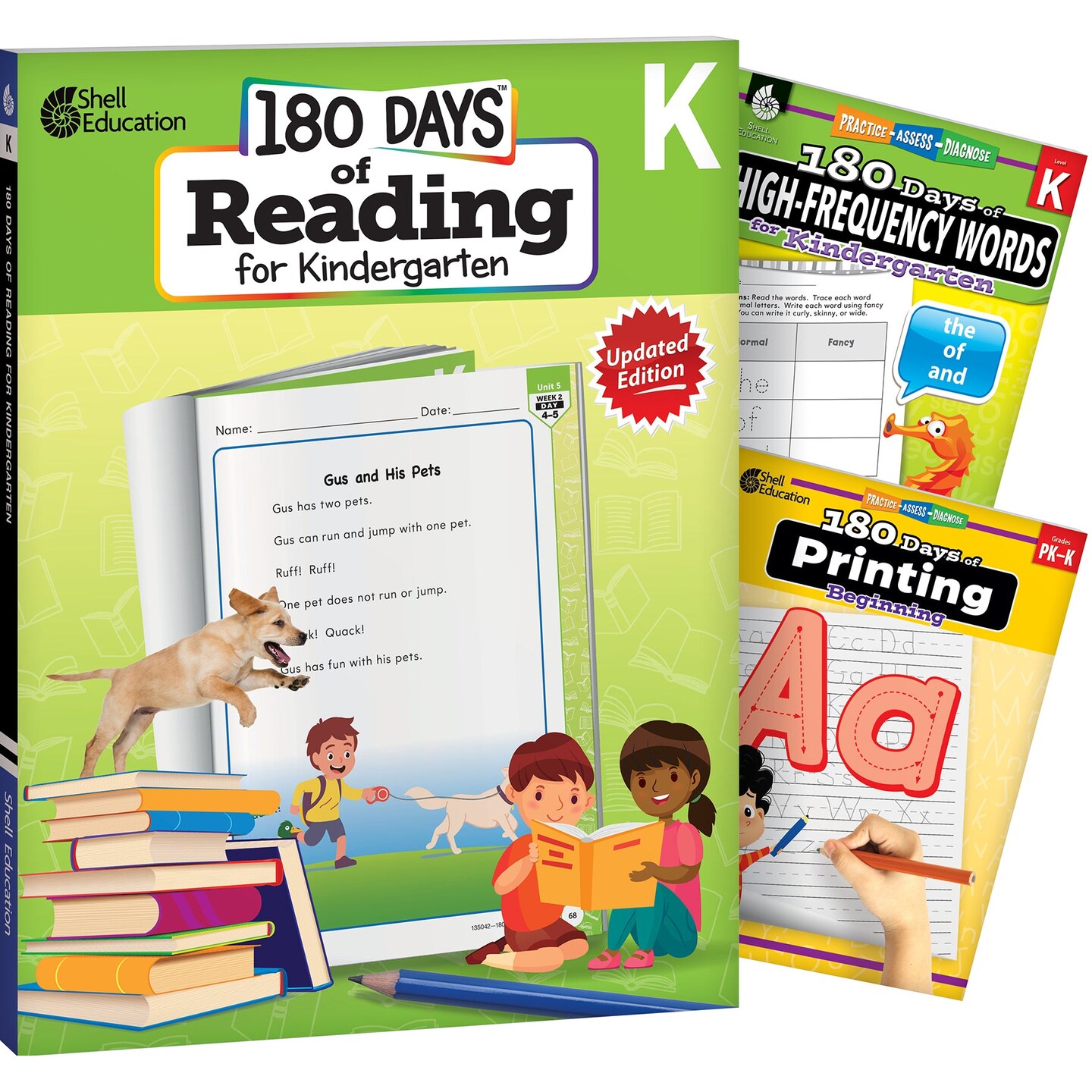 180 Days Reading, High-Frequency Words, & Printing Grade K: 3-Book Set ...