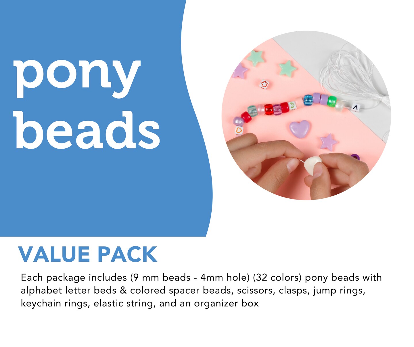 Incraftables Pony Beads for Bracelets Making 9mm (32 colors). Large ...