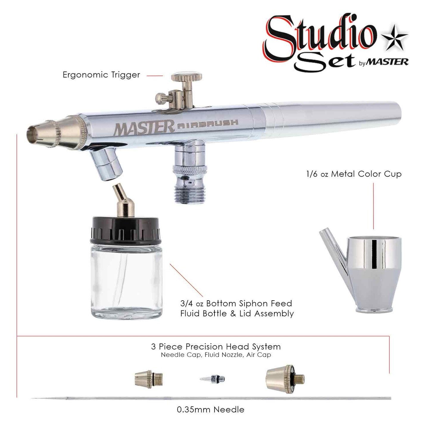 Master G64 Studio Airbrush Set with 6 Different Airbrush Models (2 ...