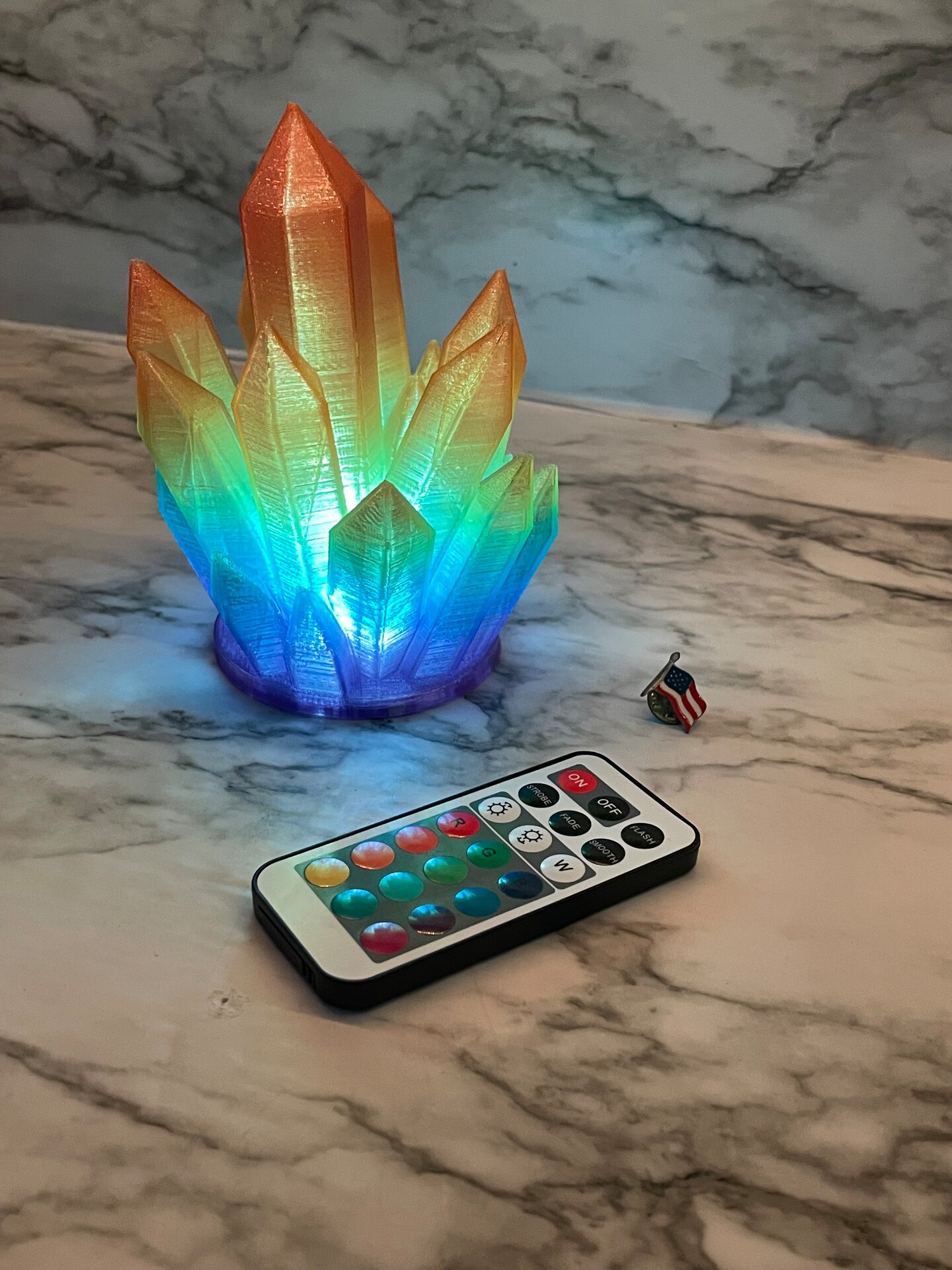 Rainbow Pride Crystal Lamp - RGB LED Light, Batteries and Remote ...