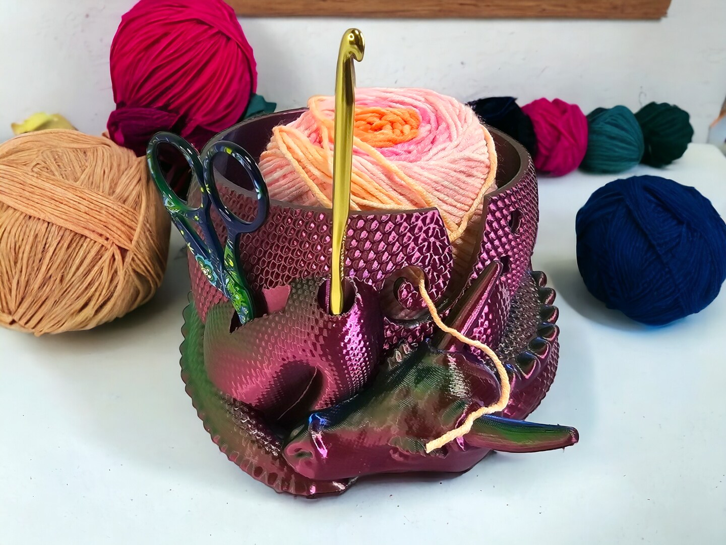 Horned Dragon Yarn Bowl | Yarn Bowl | 3D Printed | Yarn Holder ...