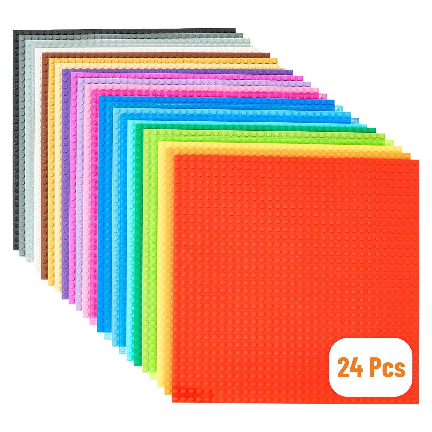 Strictly Briks 24 Pack Classic Baseplates 10x10 in, Stackable Building ...