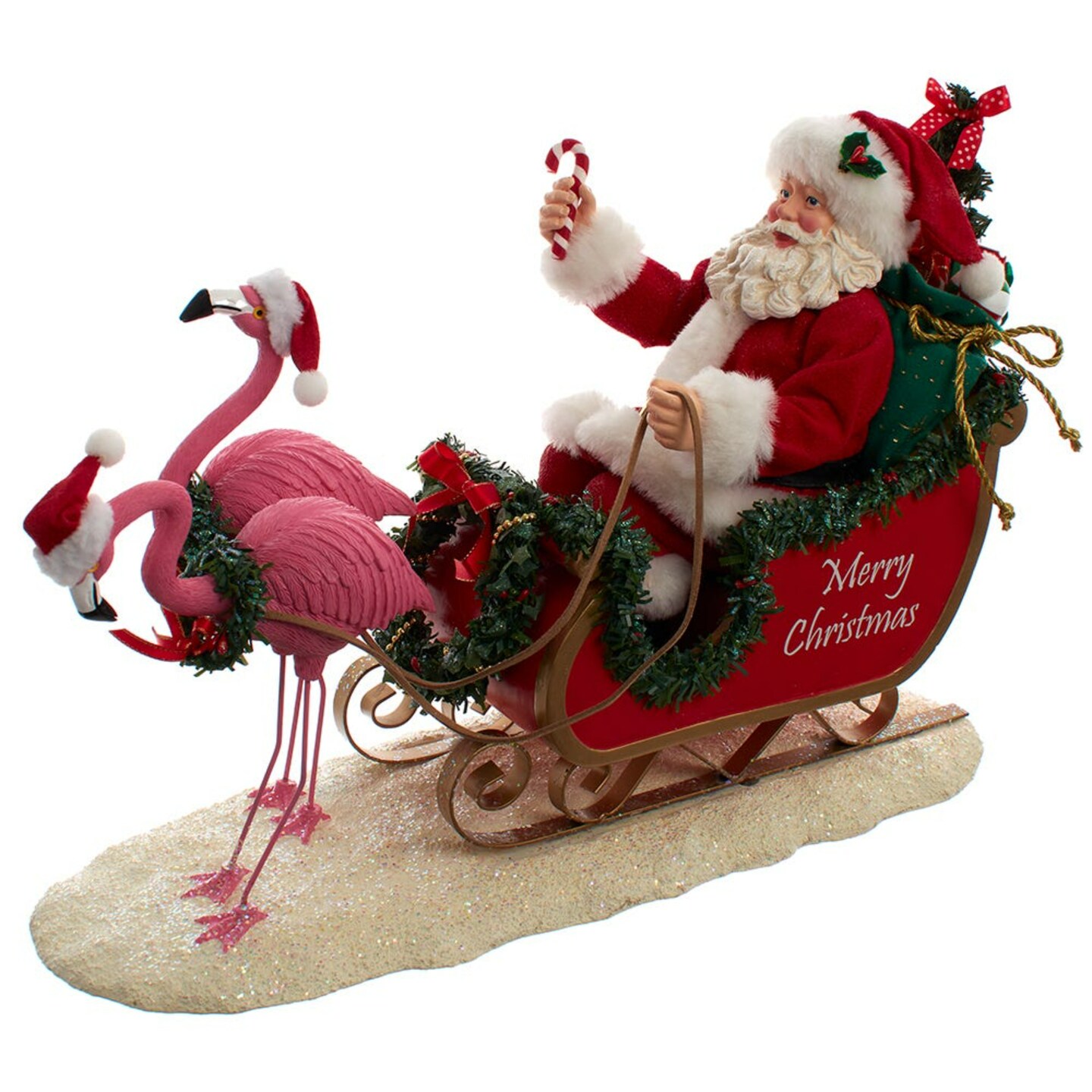 KSA 10" Flamingos Pulling Santa Sleigh Christmas Tabletop Figurine ...