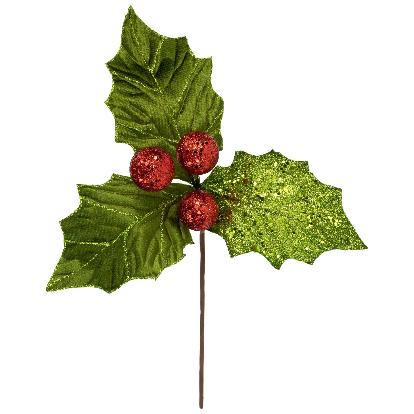 Northlight 19" Glittered Holly with Berry Christmas Stem Spray | Michaels