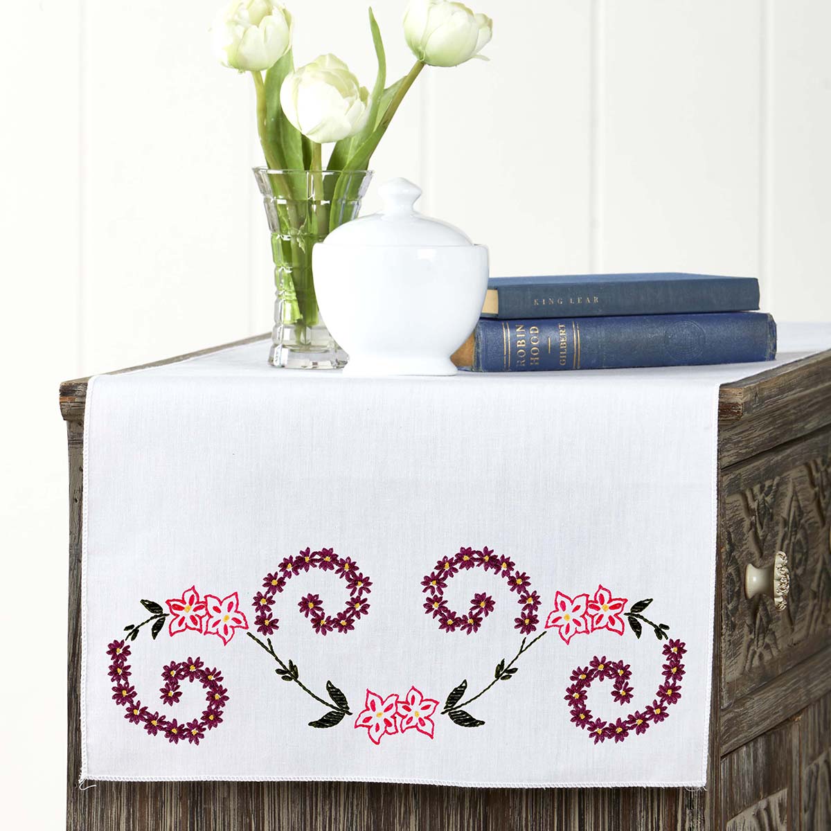 Herrschners Tamara Dresser Scarf Stamped Embroidery | Michaels