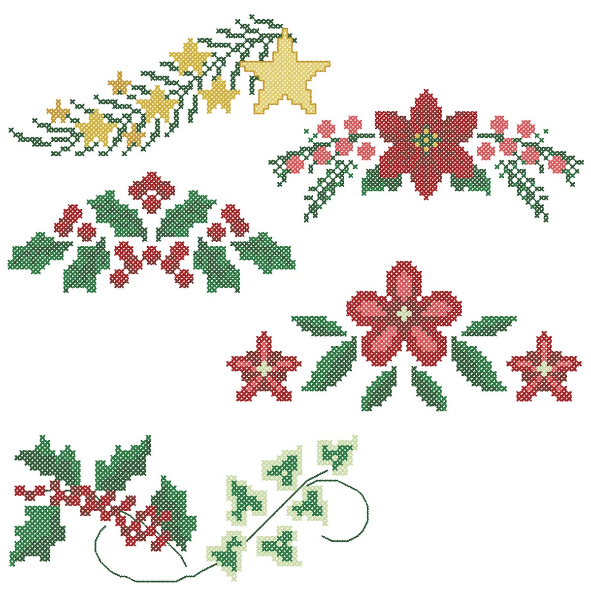 Herrschners Winter Garland Dresserscarves Set Stamped Cross-Stitch ...