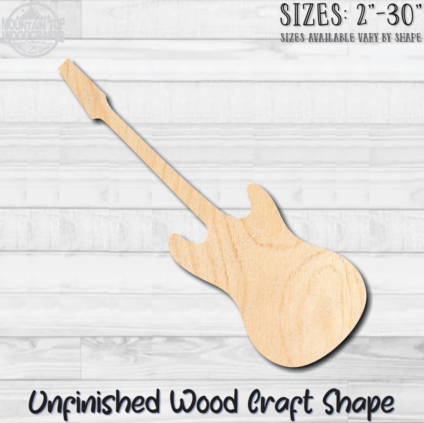 Guitar 2 Unfinished Wood Shape Blank Laser Engraved Cutout Woodcraft ...