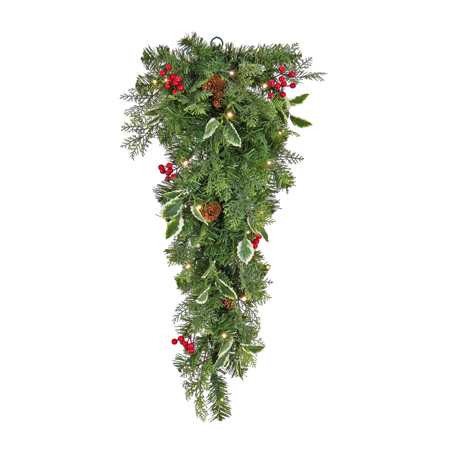 National Tree Company First Traditions Pre-Lit Artificial Holly Swag ...
