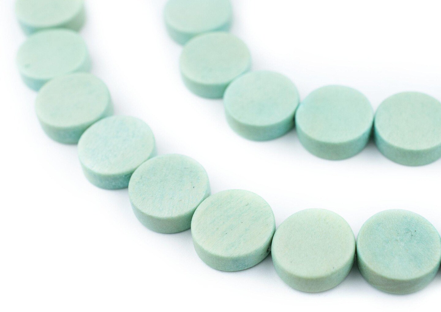 The Bead Chest Mint Green Circular Natural Wood Beads (15x15mm ...