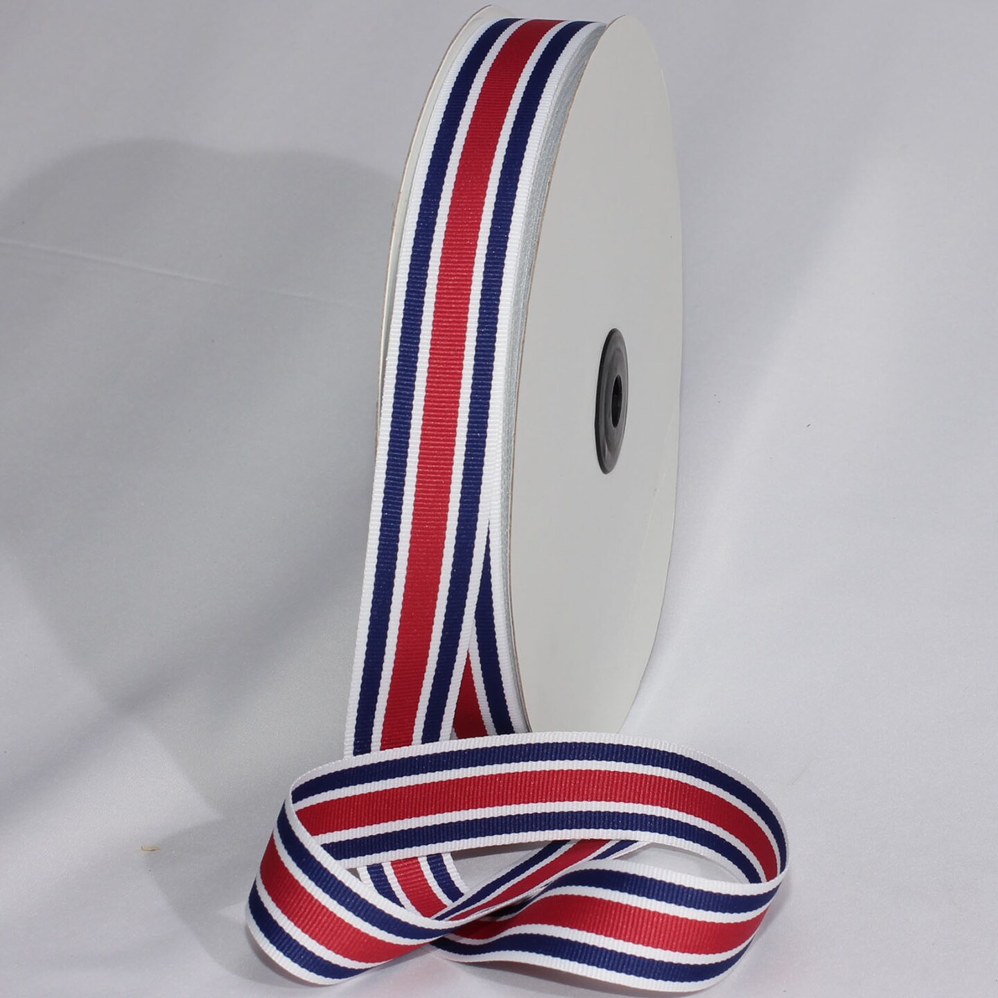The Ribbon People Navy Blue and Red Striped Woven Grosgrain Craft ...