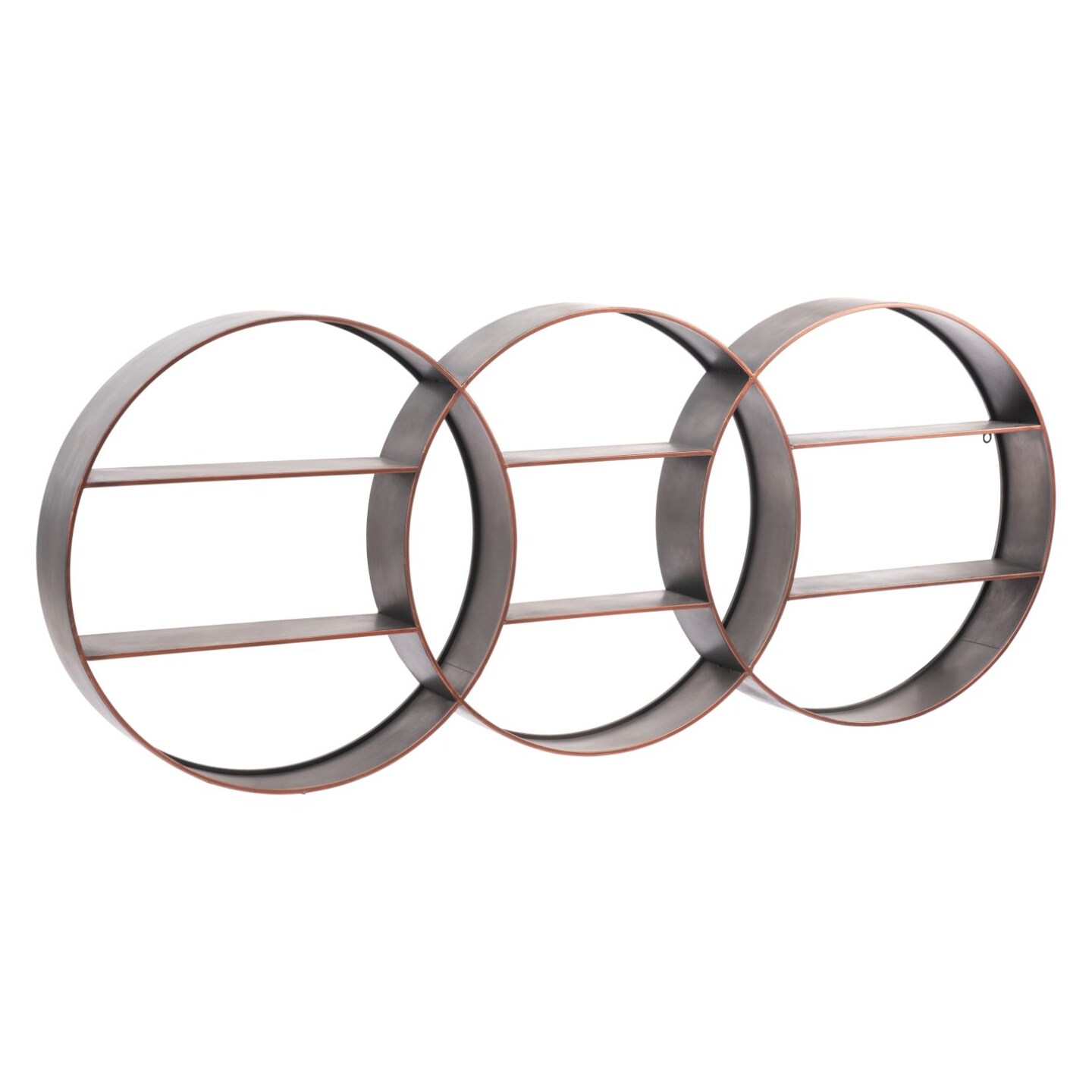 Modern Home 58.25" Antique Brown Overlapped Round Shaped Wall Shelf ...