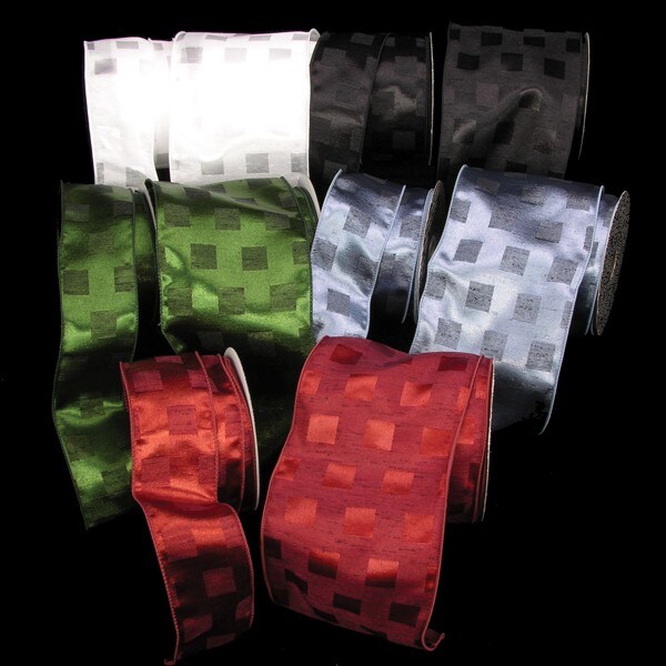 The Ribbon People White Checked Squares Wired Craft Ribbon 5" x 20 ...